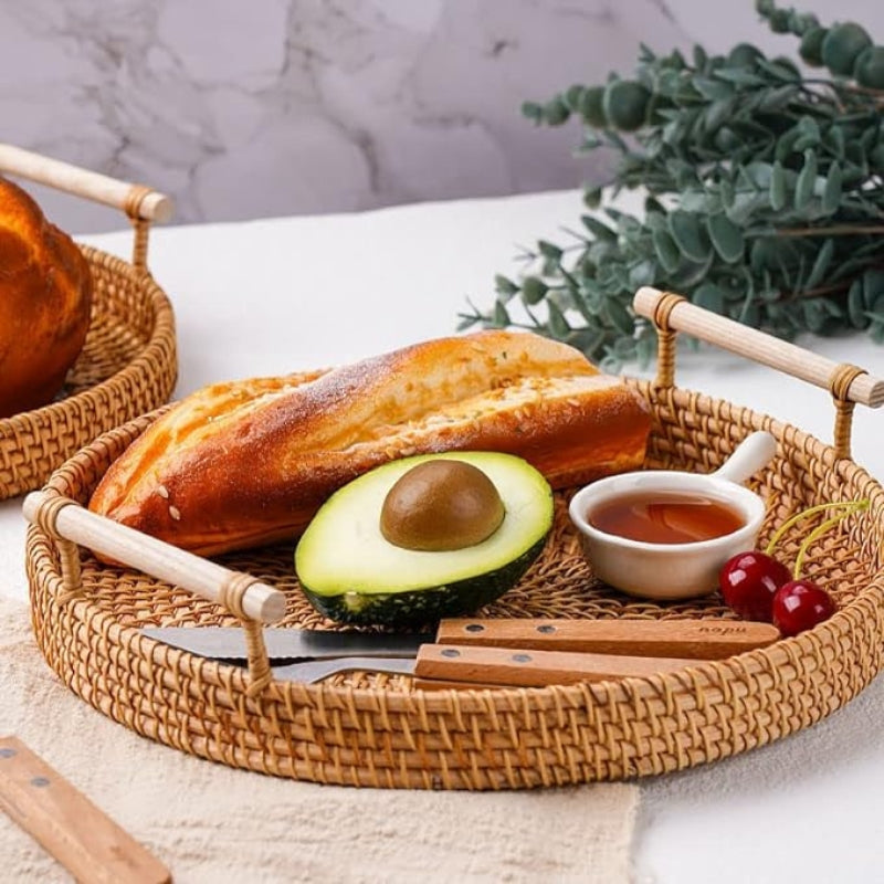 Wicker trays for eating store